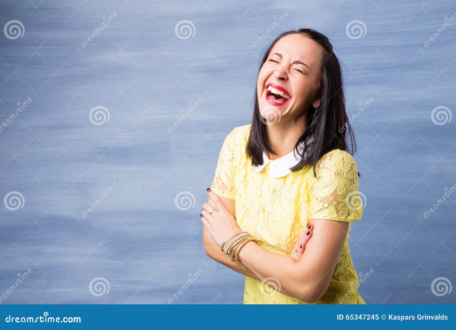 Happy woman laughing stock image. Image of beautiful - 65347245