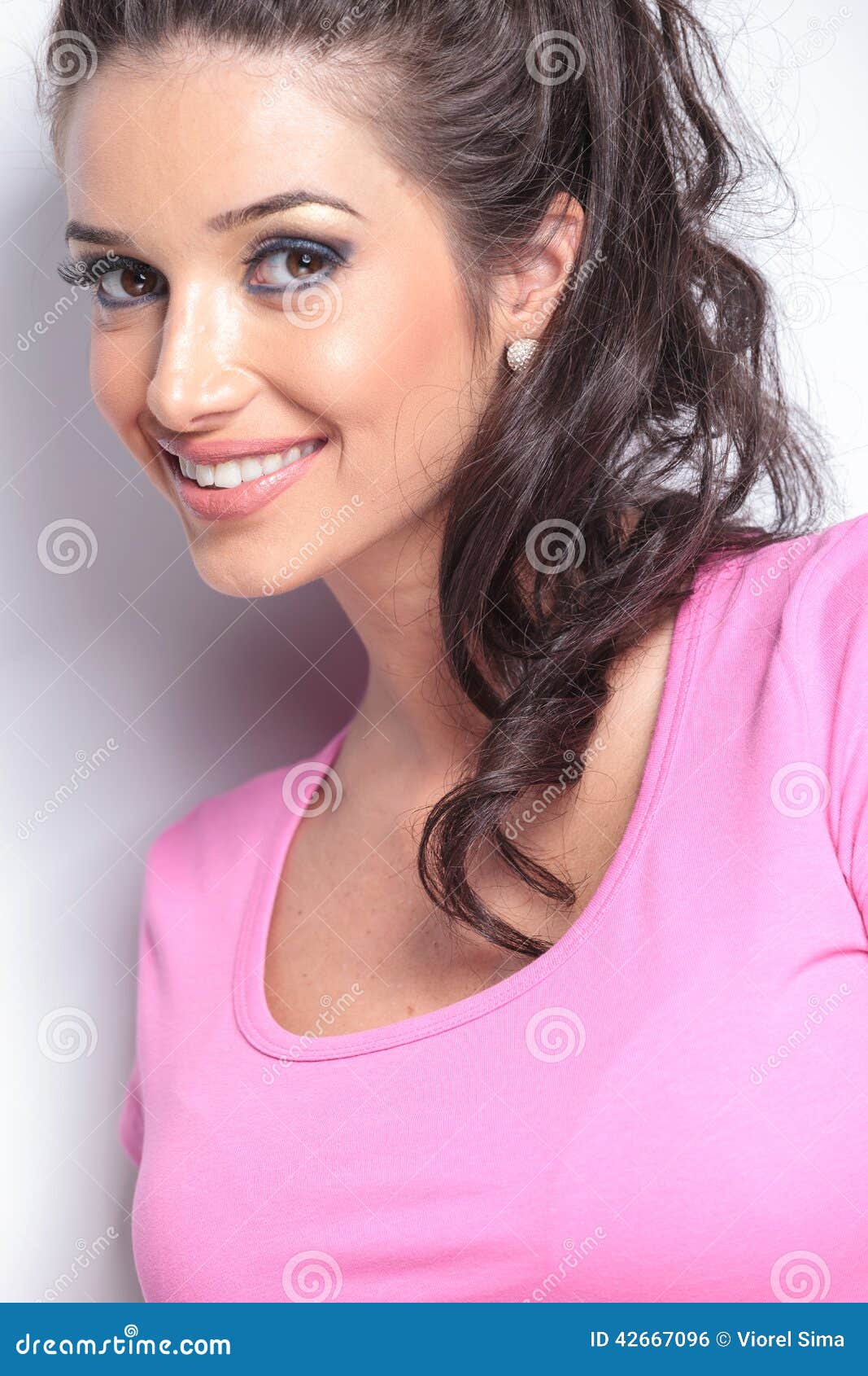 Happy Woman Looking To the Camera Stock Photo - Image of background ...