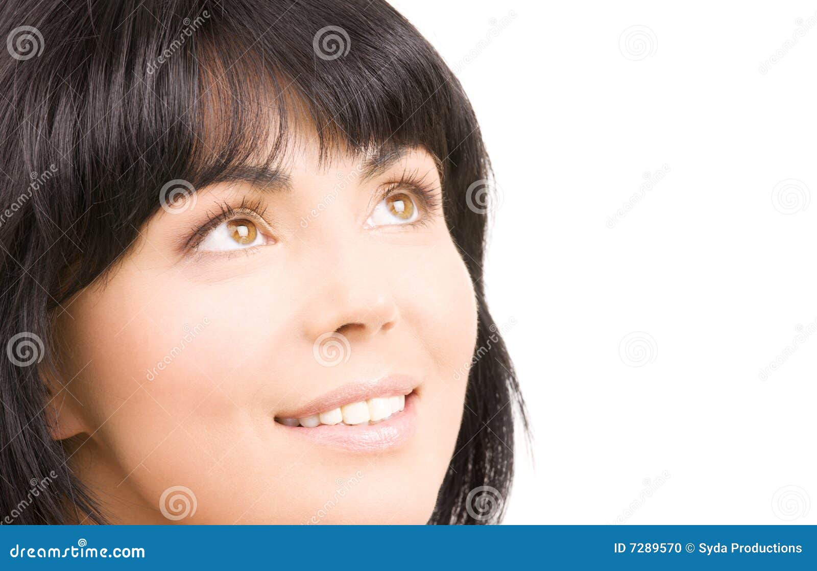 Happy woman looking up stock photo. Image of brown, healthy - 7289570