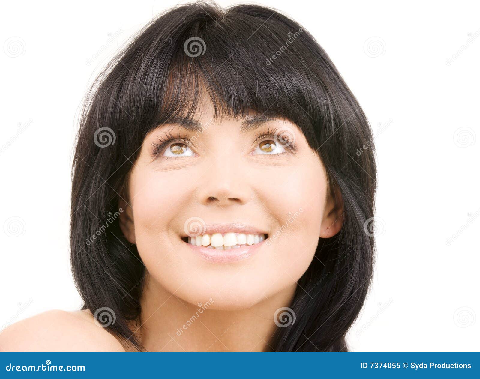 Happy woman looking up stock image. Image of alluring - 7374055
