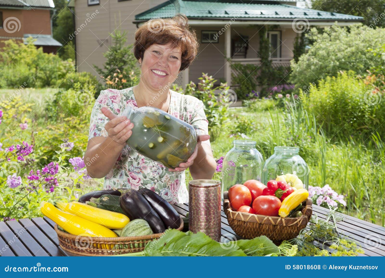 Happy Woman Making Home Made Pickles Stock Photo - Image of marinade ...