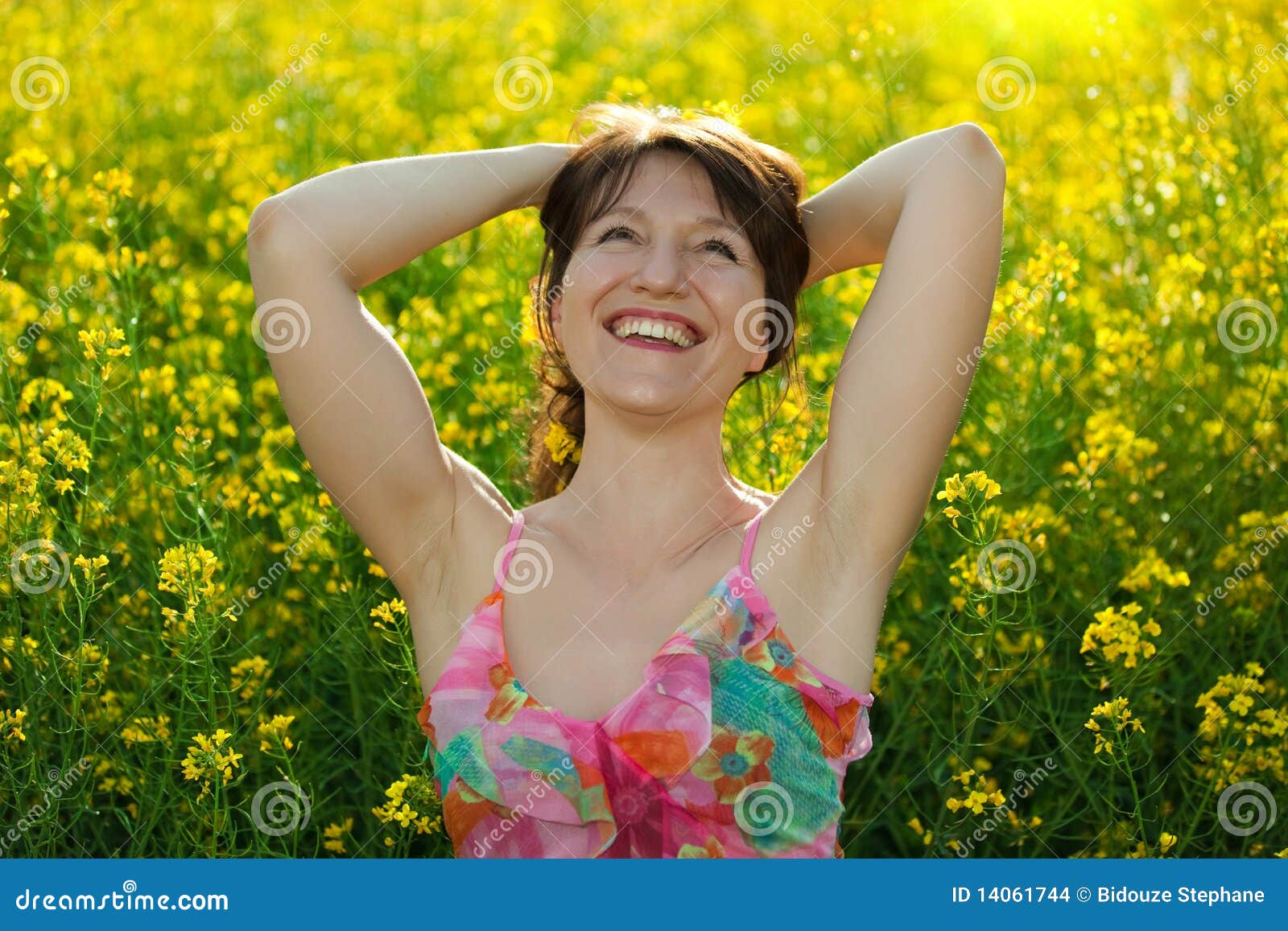 Happy woman in nature stock photo. Image of female, face - 14061744