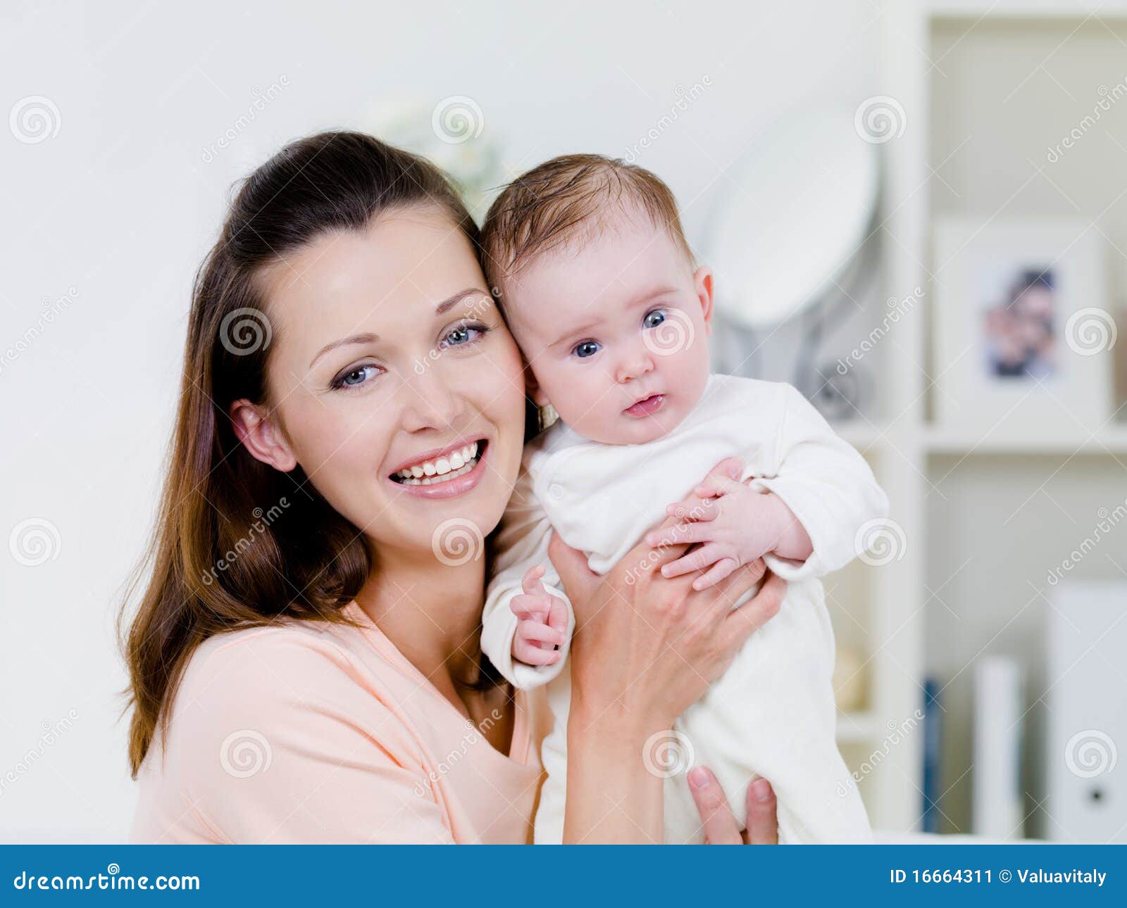 Happy Woman with Newborn Child Stock Image - Image of infant, bond ...