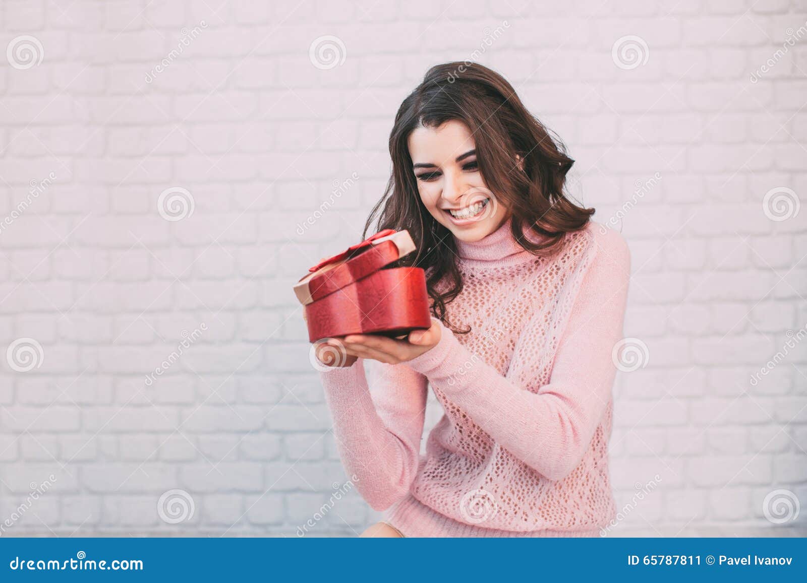 Happy Woman Opening a Gift Box. Stock Image - Image of celebration ...
