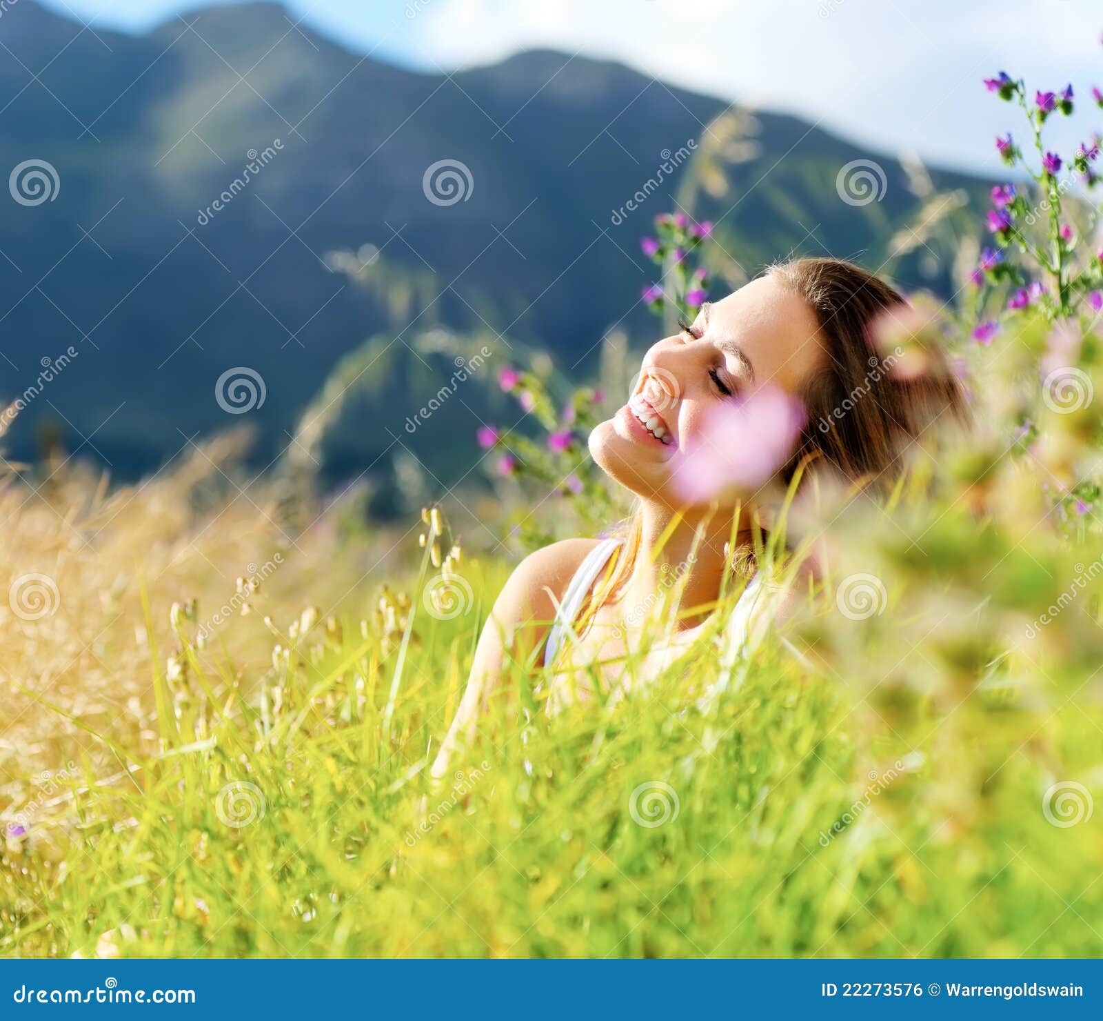 Happy woman outdoor stock photo. Image of attractive - 22273576