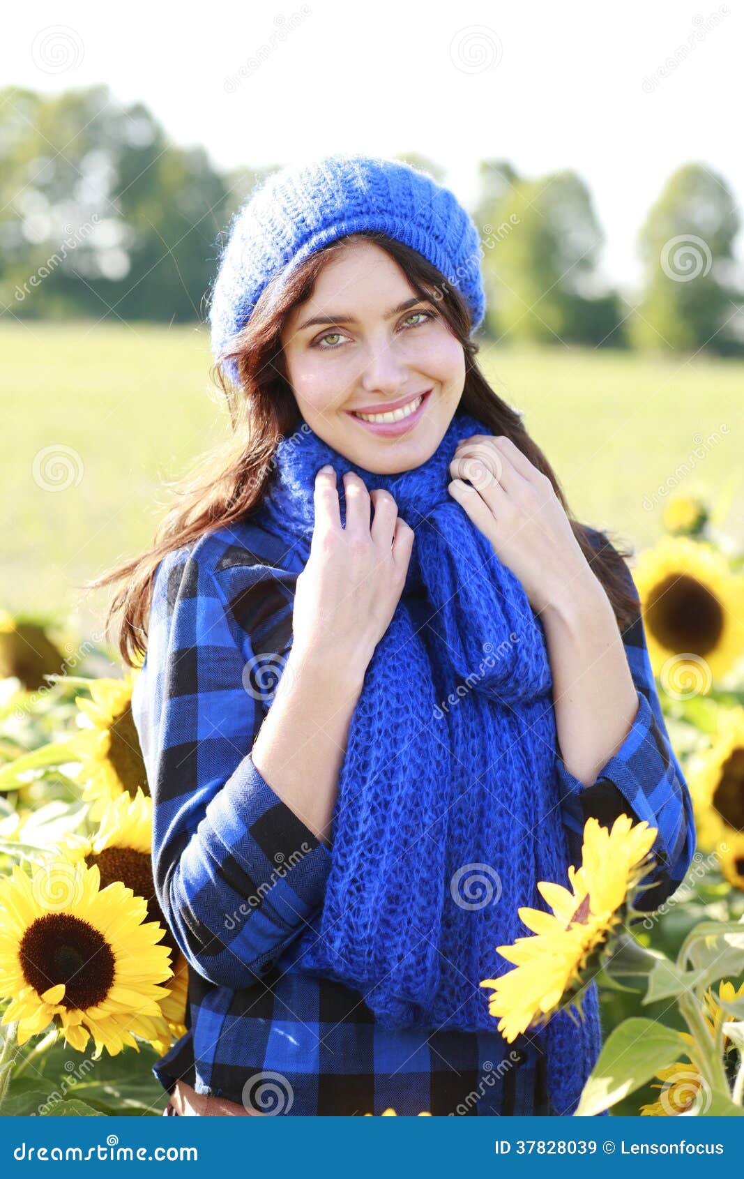 Happy woman outdoor stock image. Image of sunflower, walk - 37828039