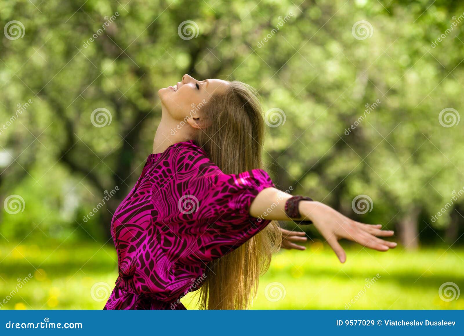 Happy woman outdoor stock image. Image of dreaming, elegance - 9577029