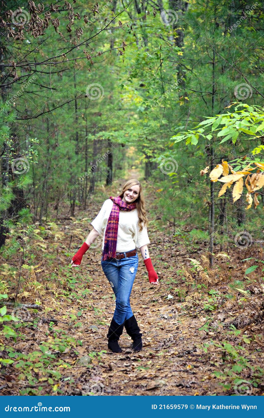 Happy woman on path stock image. Image of flirty, cute - 21659579