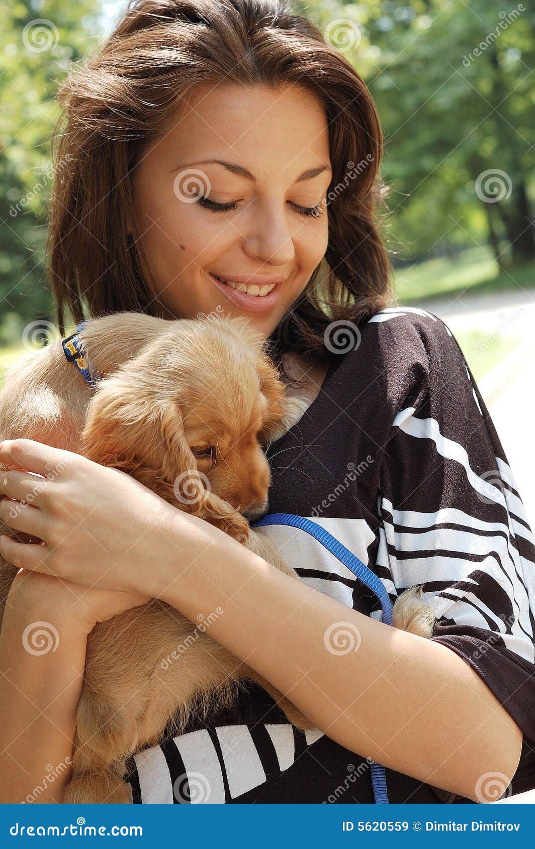 Happy woman with pet dog stock image. Image of looks, long - 5620559
