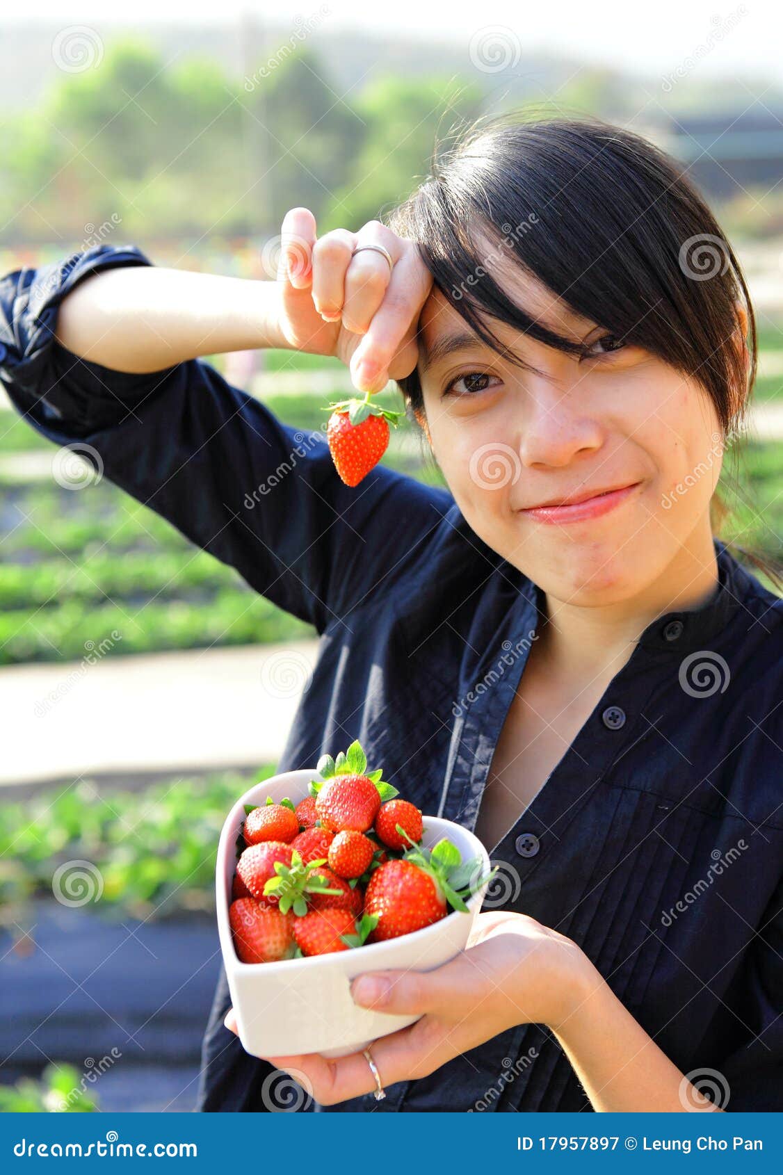 Happy Woman Pick Strawberry Stock Image - Image of agriculture ...