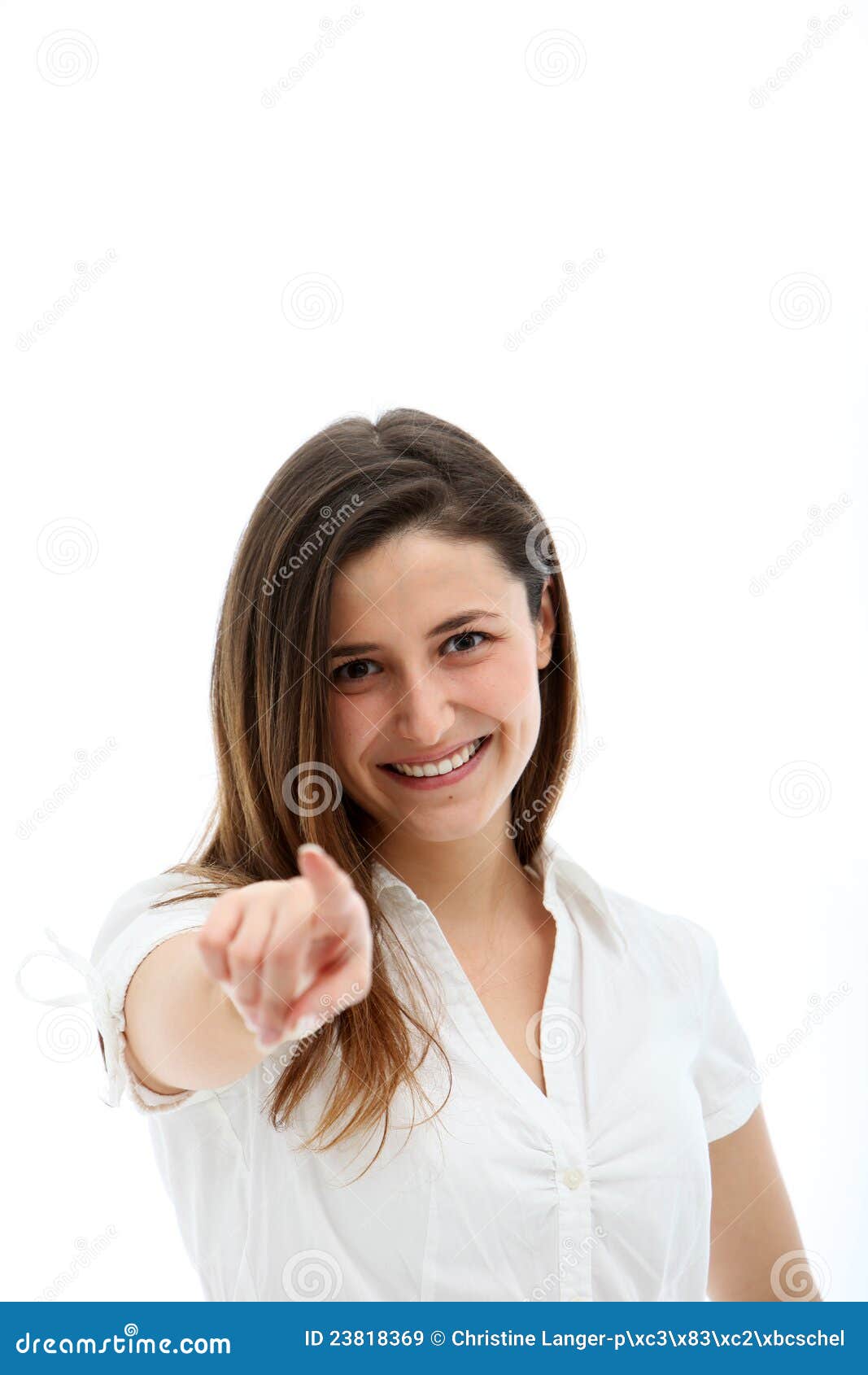 Happy Woman Pointing at Camera Stock Image - Image of gesture, smiling ...