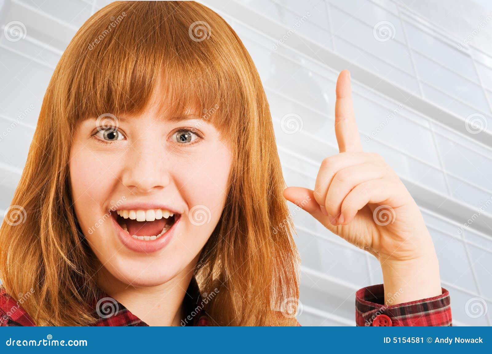 Happy Woman Pointing Finger Stock Image - Image of joyful, pretty: 5154581