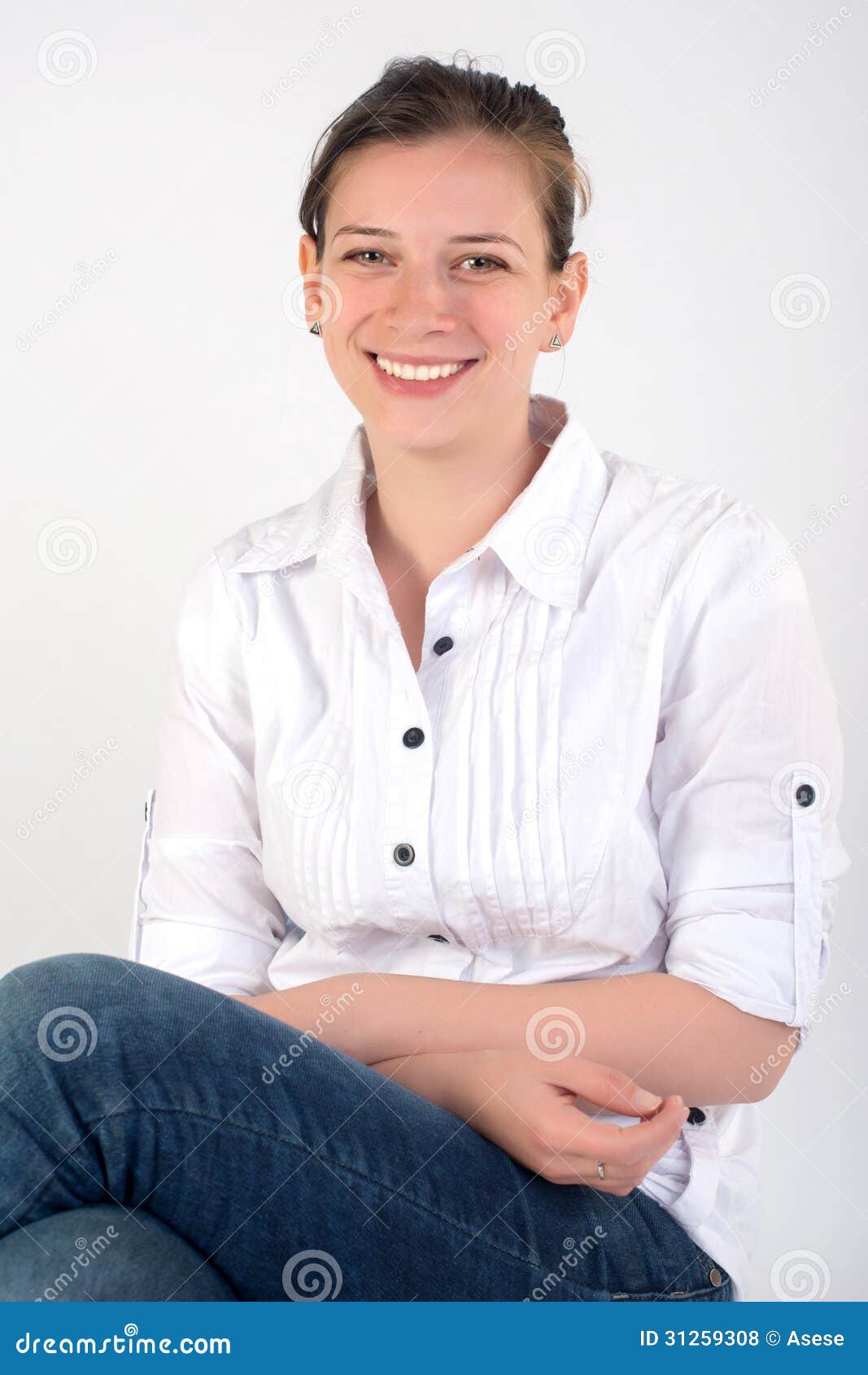 Happy woman posing stock photo. Image of closeup, attitude - 31259308