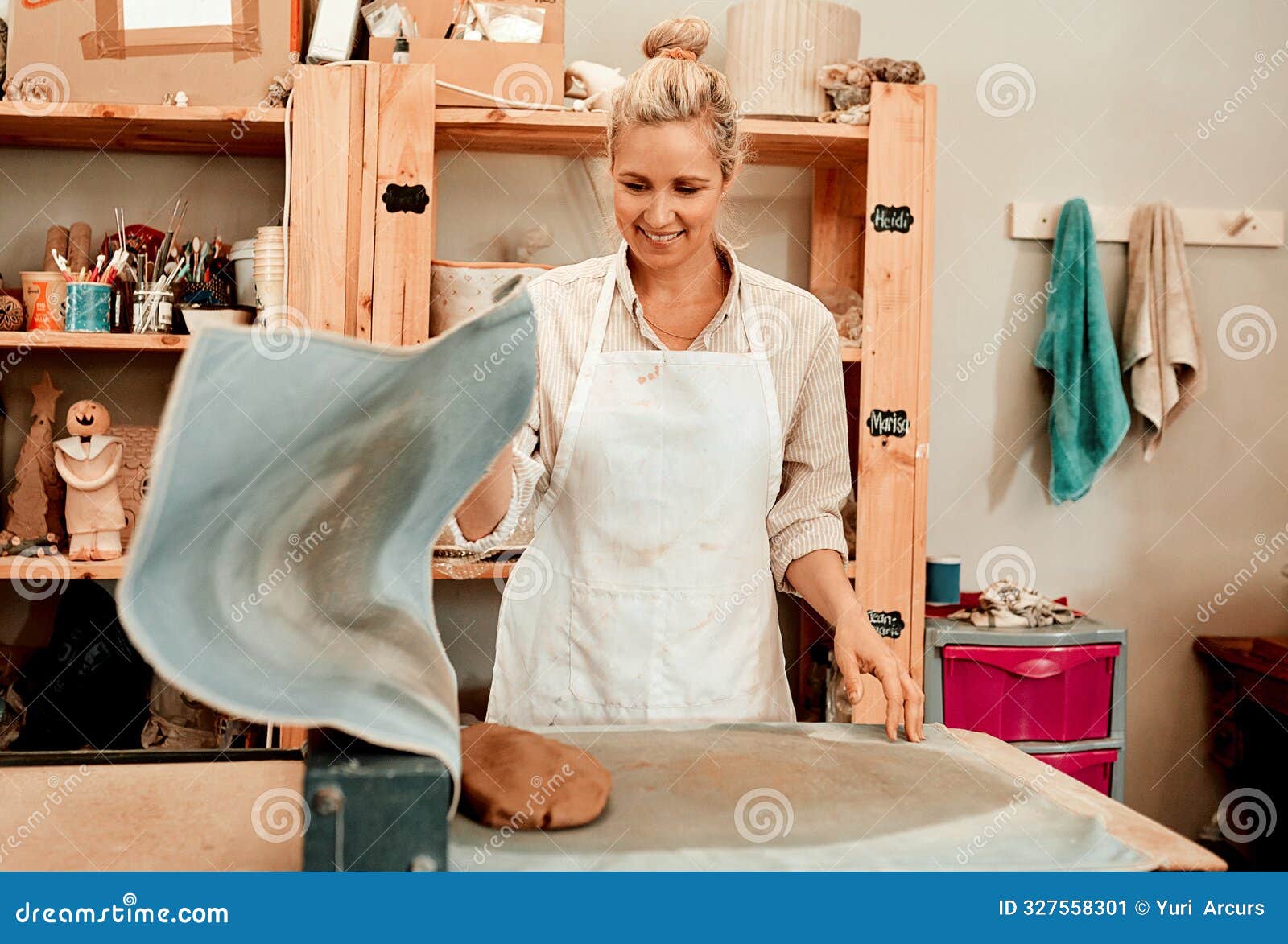 Happy, Woman and Production in Workshop for Clay, Creativity and ...