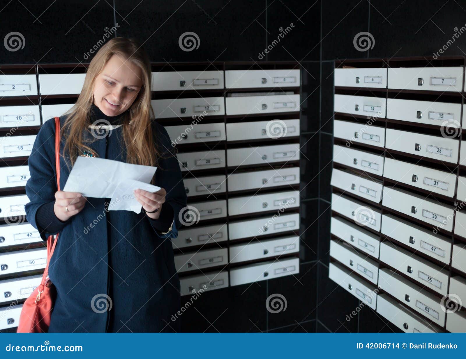 Happy Woman Reading a Letter Stock Photo - Image of postal ...