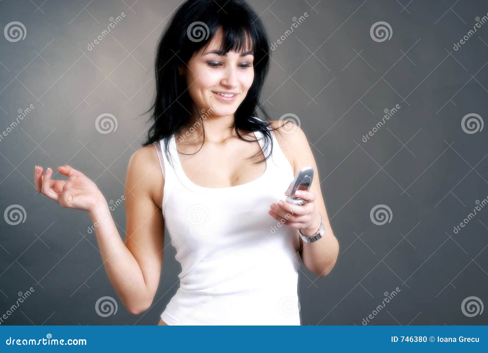 Happy Woman Receiving Phone Call Stock Photo - Image of look, copy: 746380