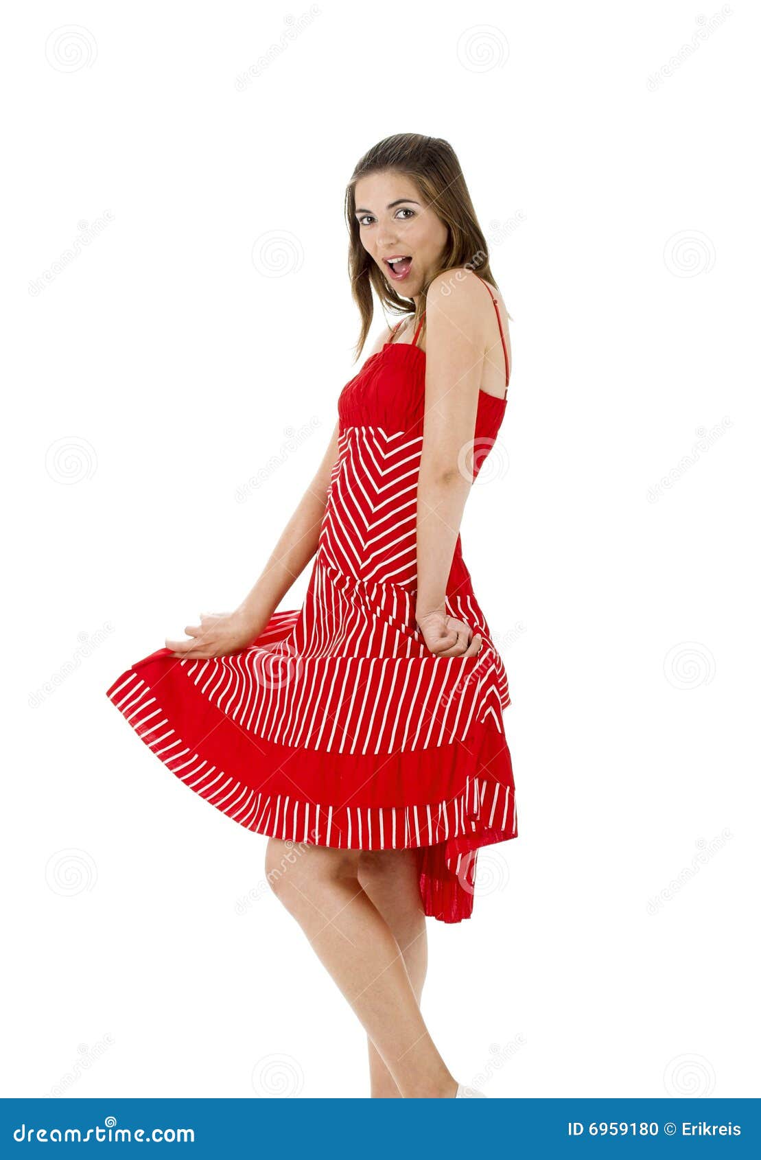 Happy woman in red stock photo. Image of lifestyle, lovely - 6959180
