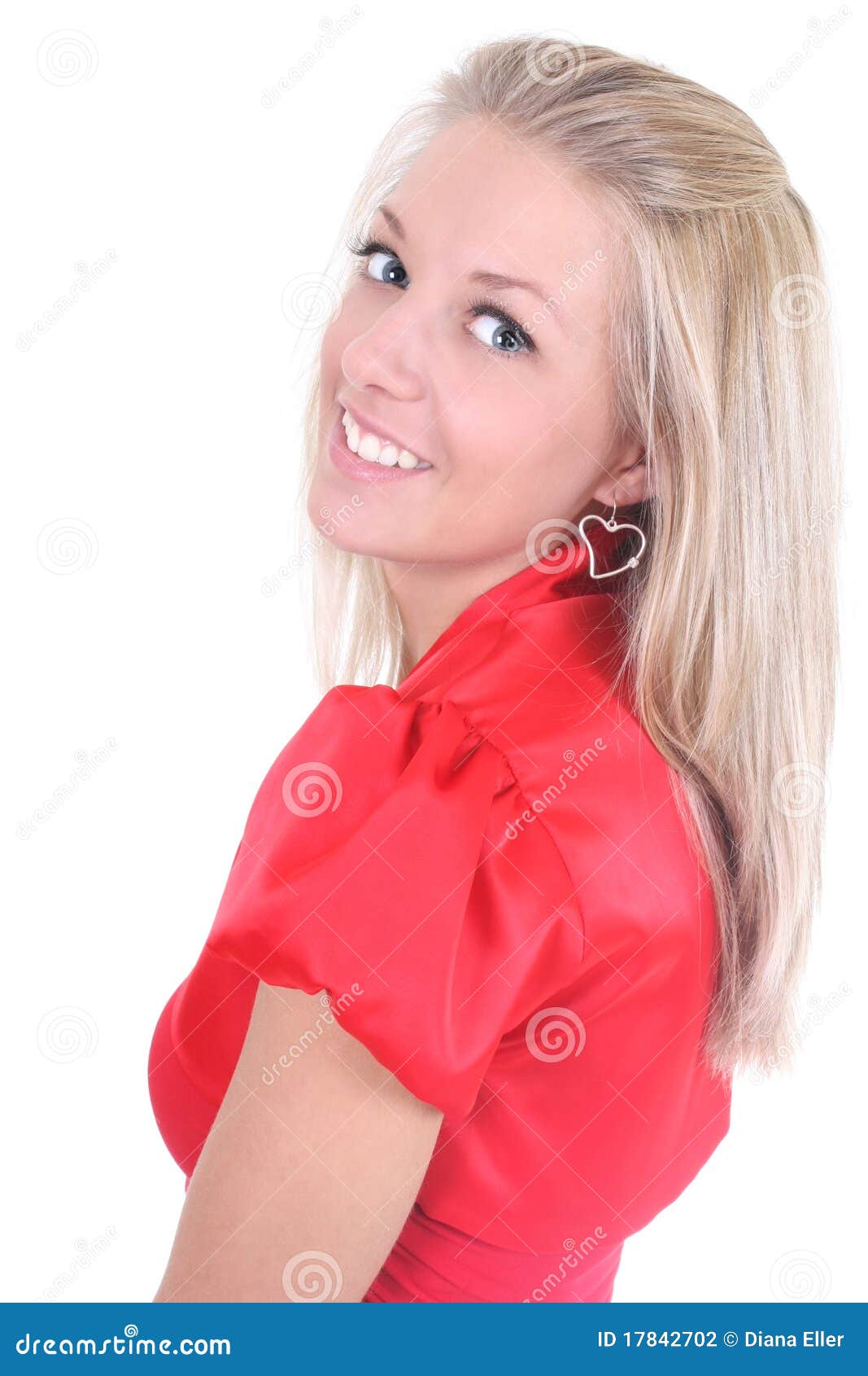 Happy woman in red dress stock photo. Image of lady, cheerful - 17842702