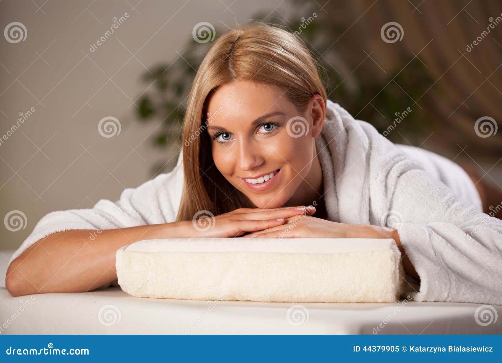 Happy Woman Relaxing in Spa Stock Image - Image of care, leisure: 44379905