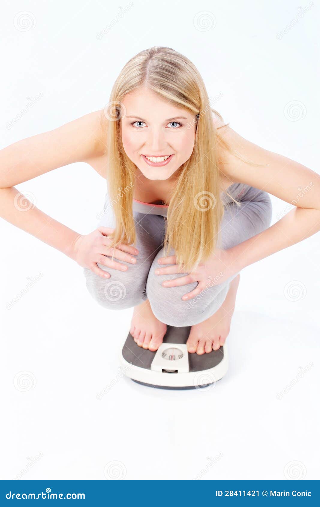 Happy woman on scale stock image. Image of scale, smile - 28411421