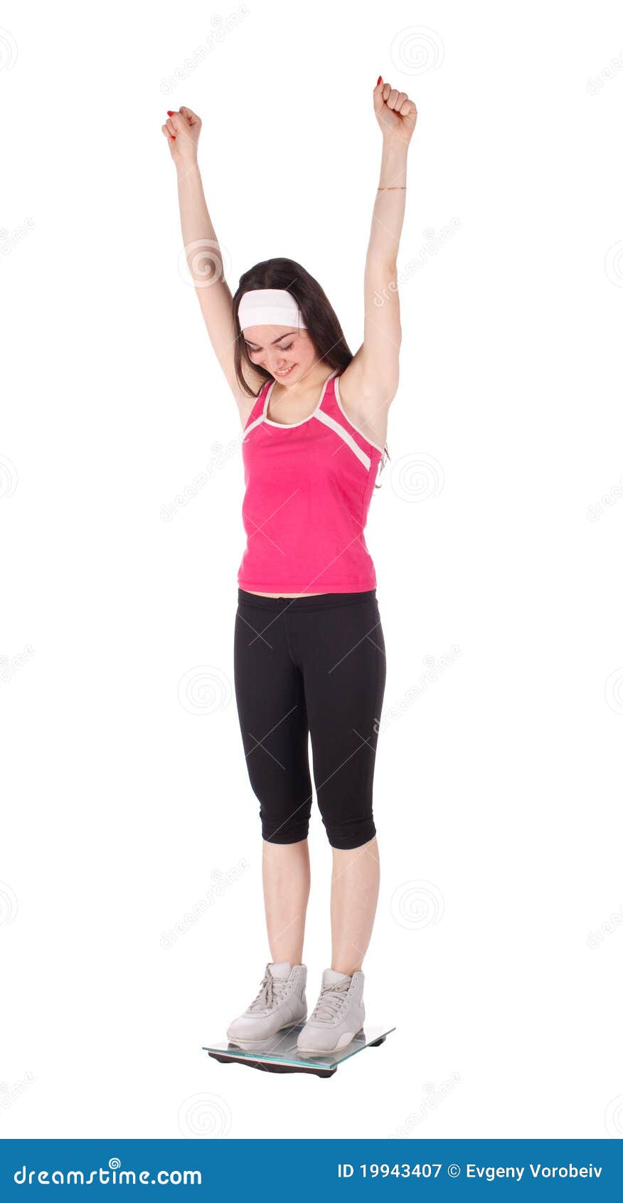 Happy Woman on a Scale for Weight Loss Concept Stock Image - Image of ...