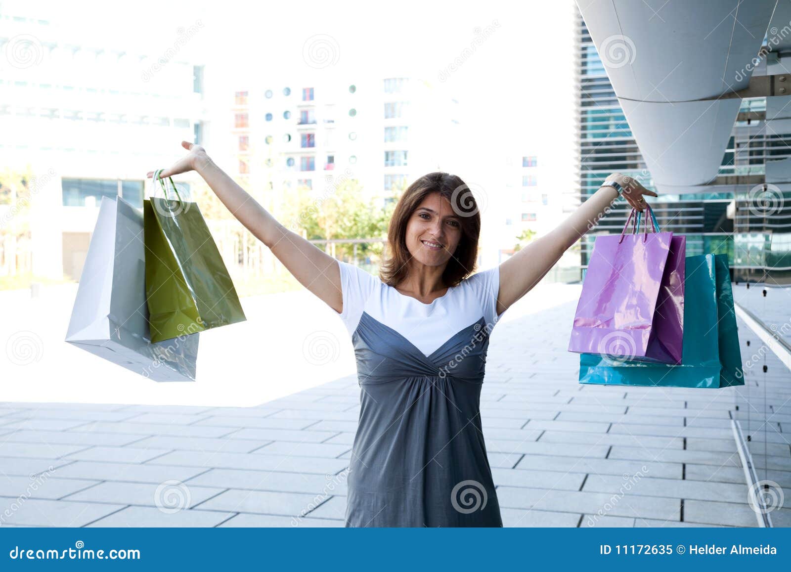Happy woman after shopping stock image. Image of happy - 11172635