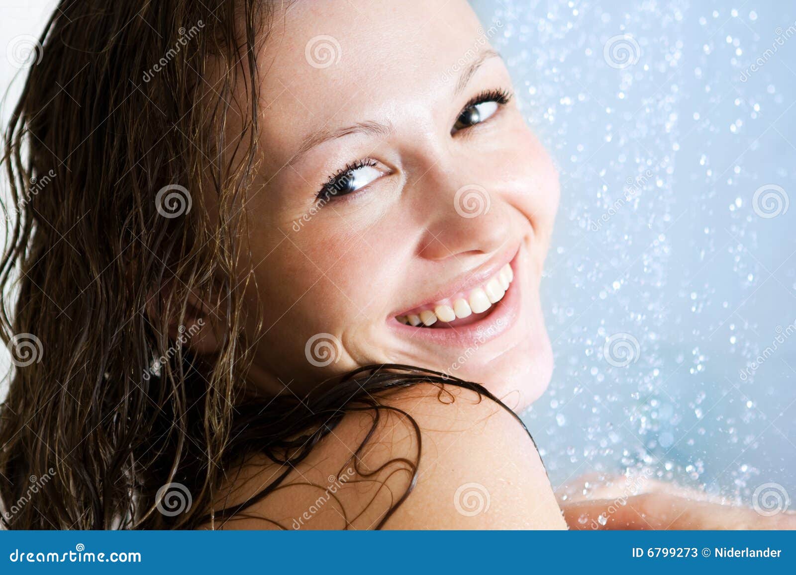 Happy woman in shower stock image. Image of lifestyle - 6799273