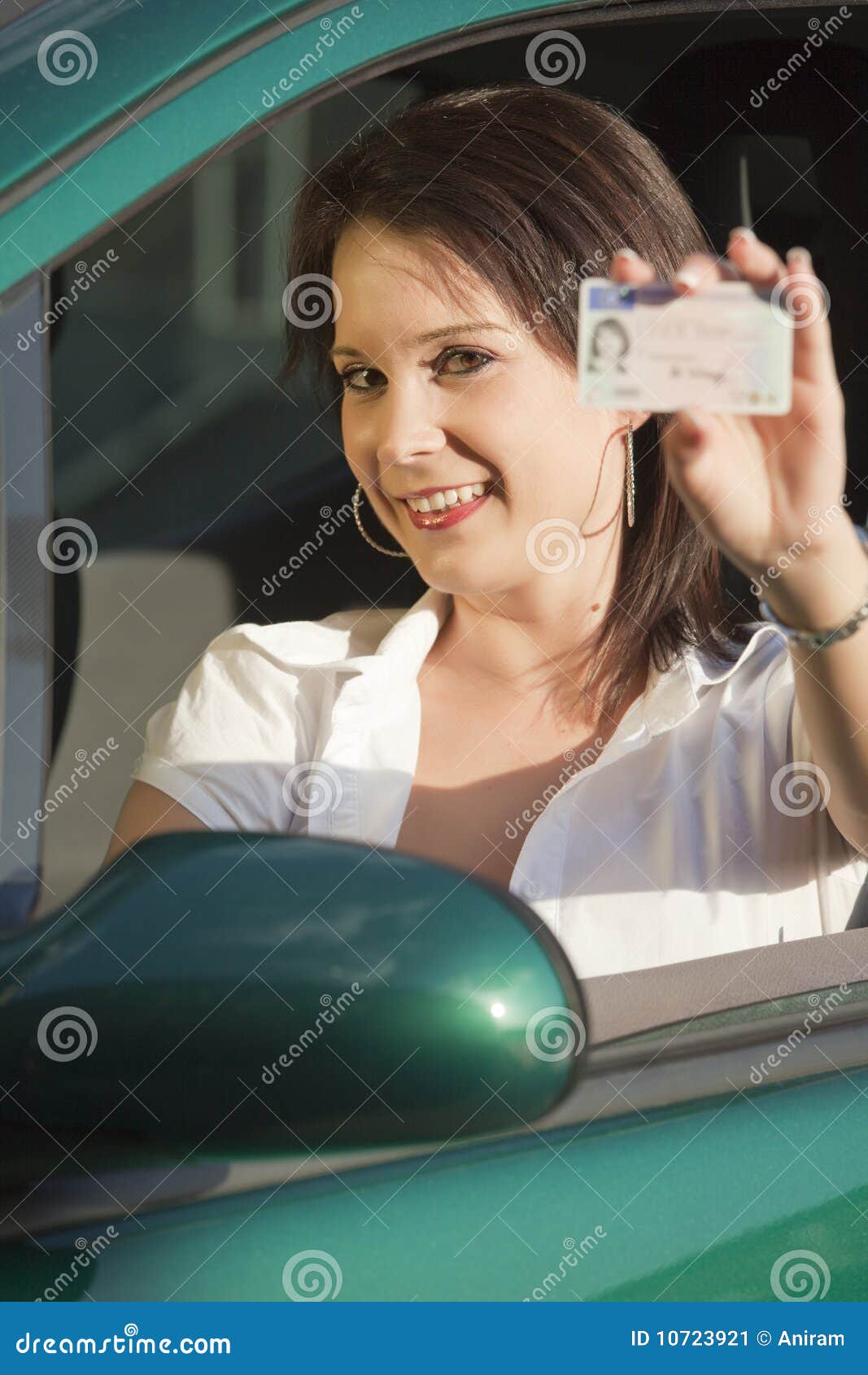 Happy Woman Showing Driving License Stock Image - Image of education ...