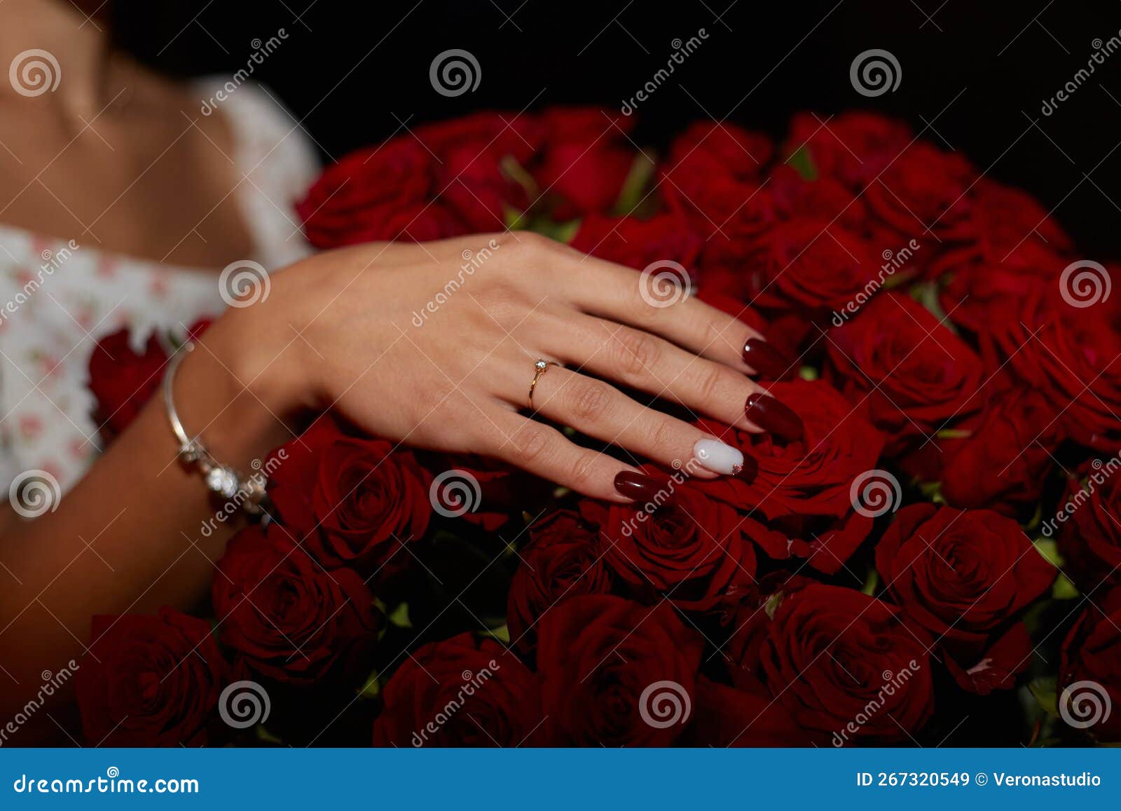 Happy Woman Shows Engagement Ring after Proposal. Stock Image - Image ...