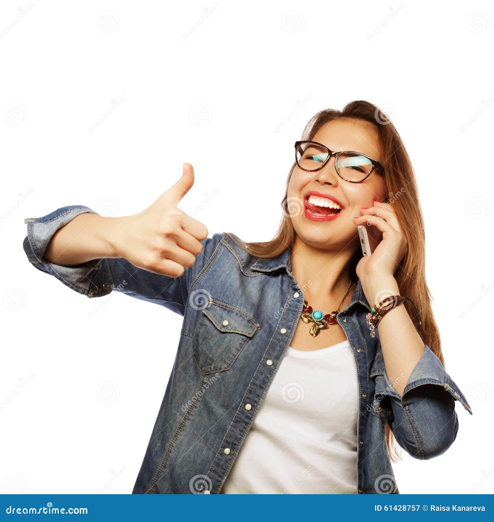Happy Woman with Smartphone Stock Image - Image of people, social: 61428757