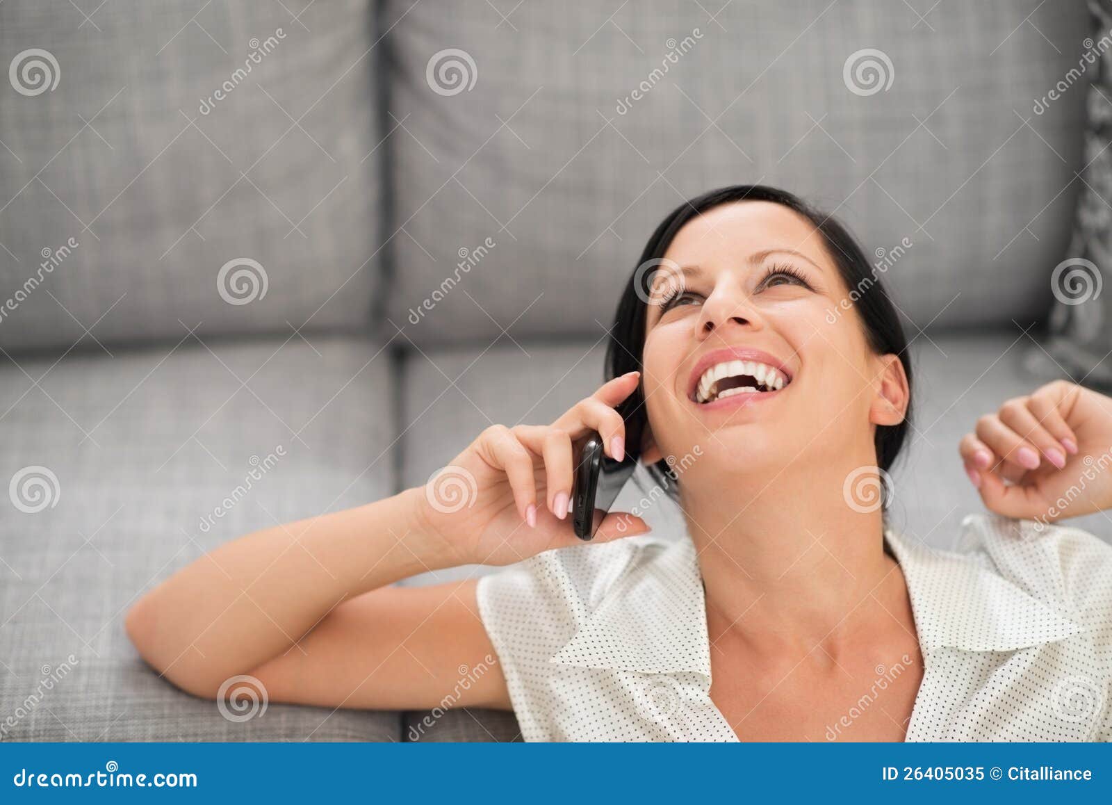 Happy Woman Speaking Mobile Phone Stock Image - Image of mobile ...