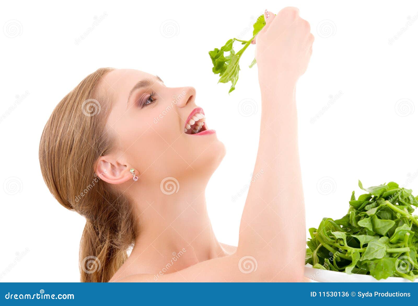 Happy woman with spinach stock photo. Image of face, beauty - 11530136