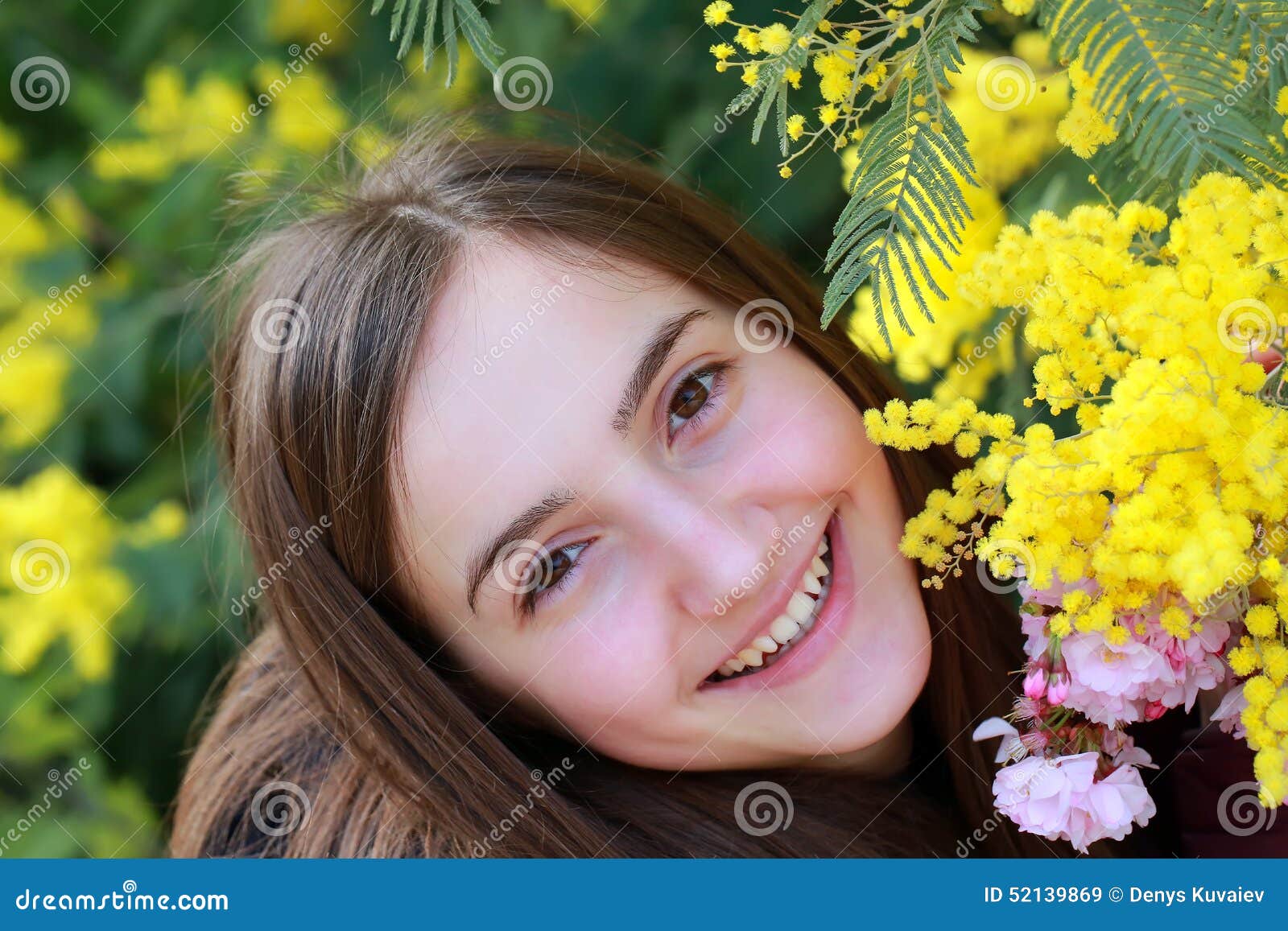 Happy woman in spring stock image. Image of nature, green - 52139869