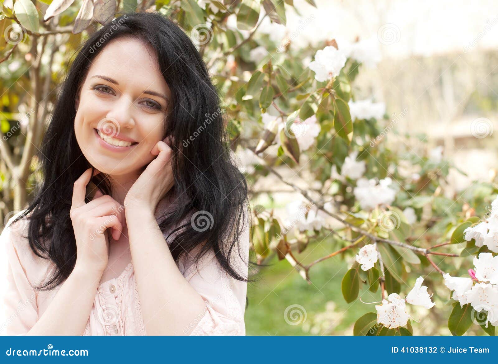 Happy Woman in the Spring Garden Stock Photo - Image of health, fantasy ...