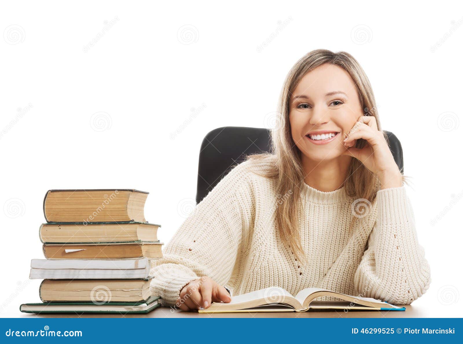 Happy Woman because of Studying Stock Image - Image of learning ...