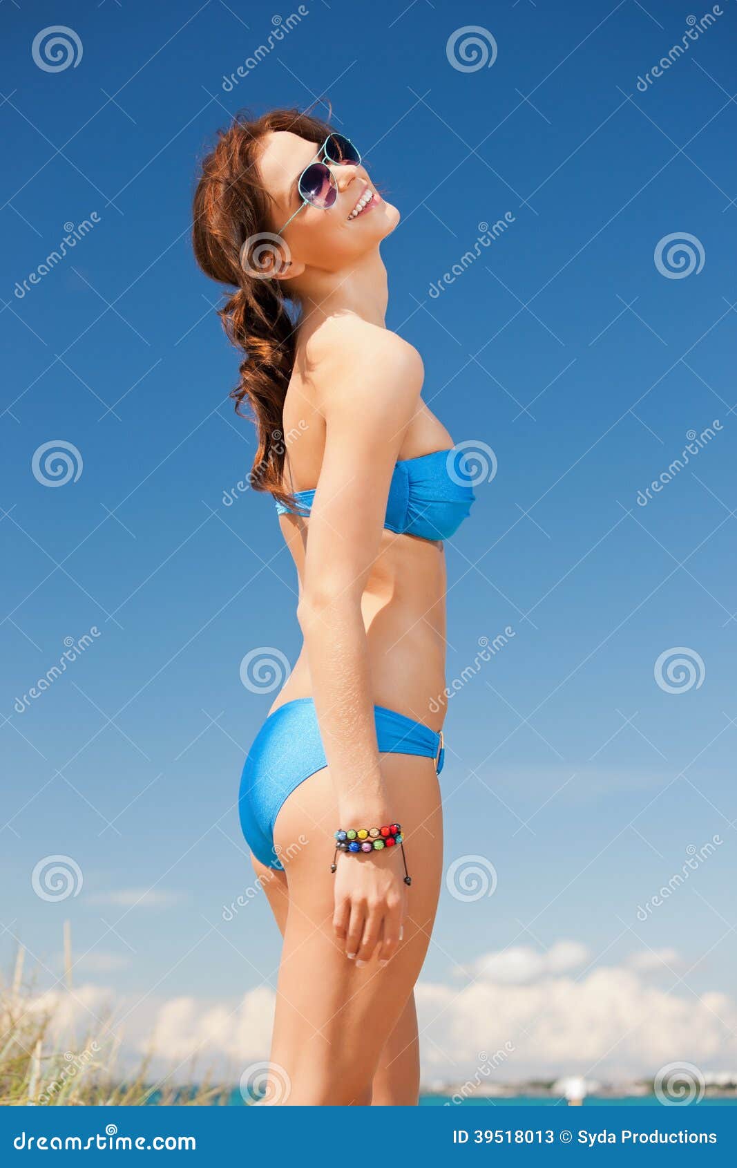 Happy Woman In Sunglasses On The Beach Stock Image Image Of Shades