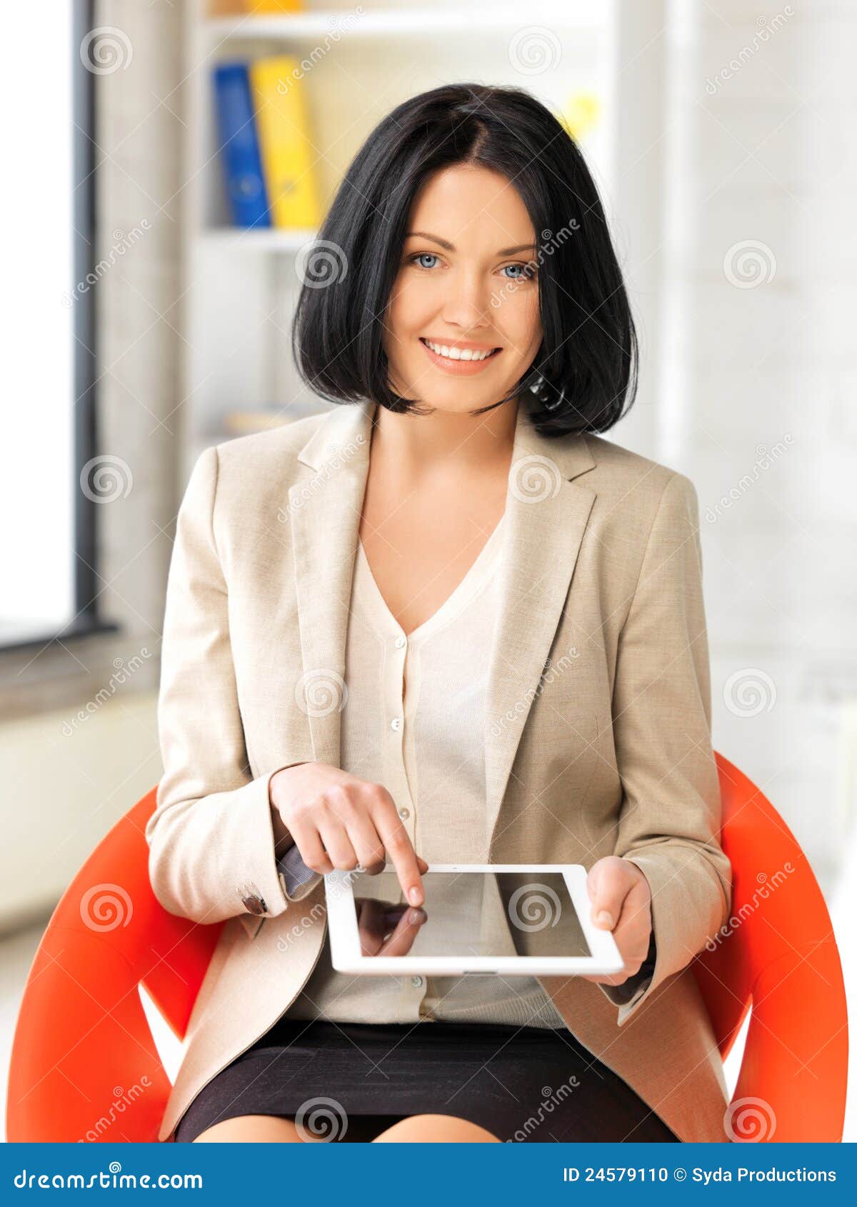 Happy Woman with Tablet Pc Computer Stock Photo - Image of office ...