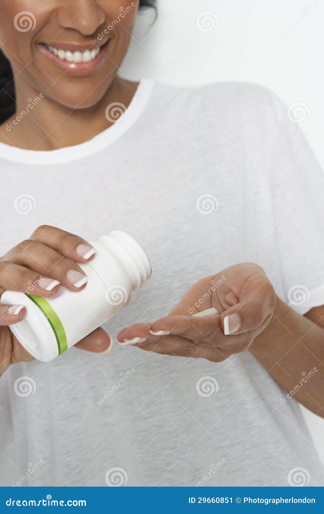 Happy Woman Taking Pills stock image. Image of taking - 29660851