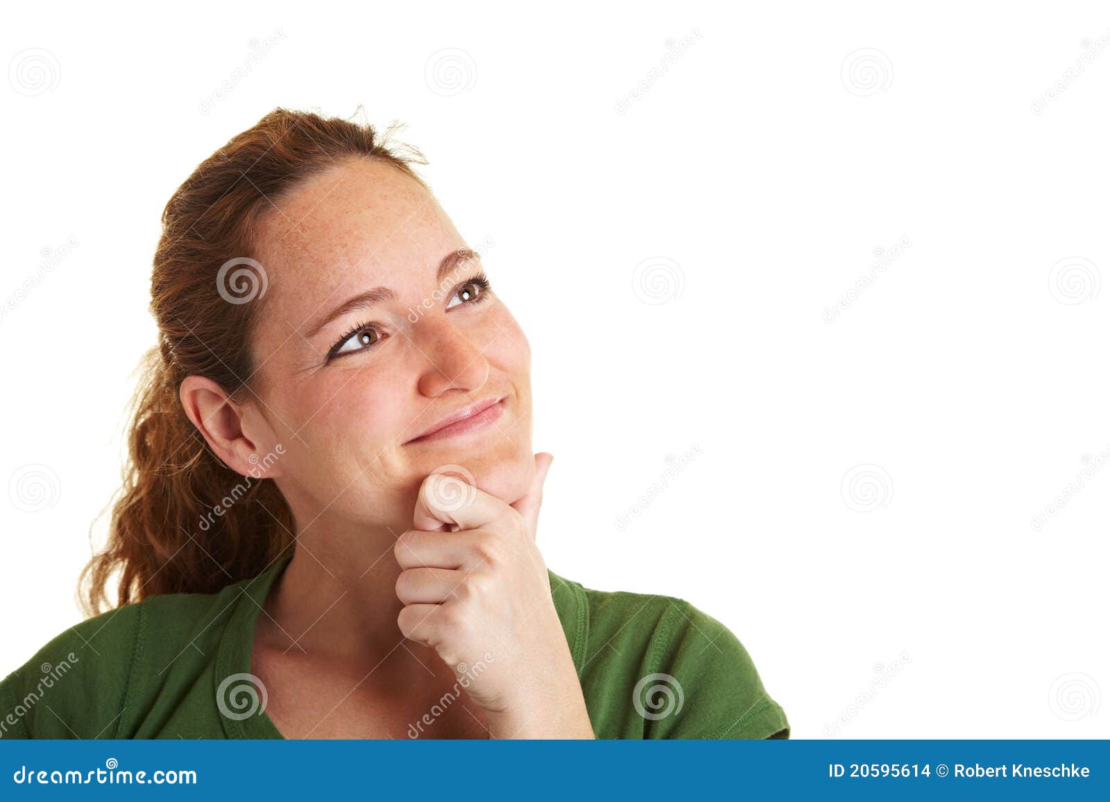 Happy woman thinking stock photo. Image of idea, decision - 20595614