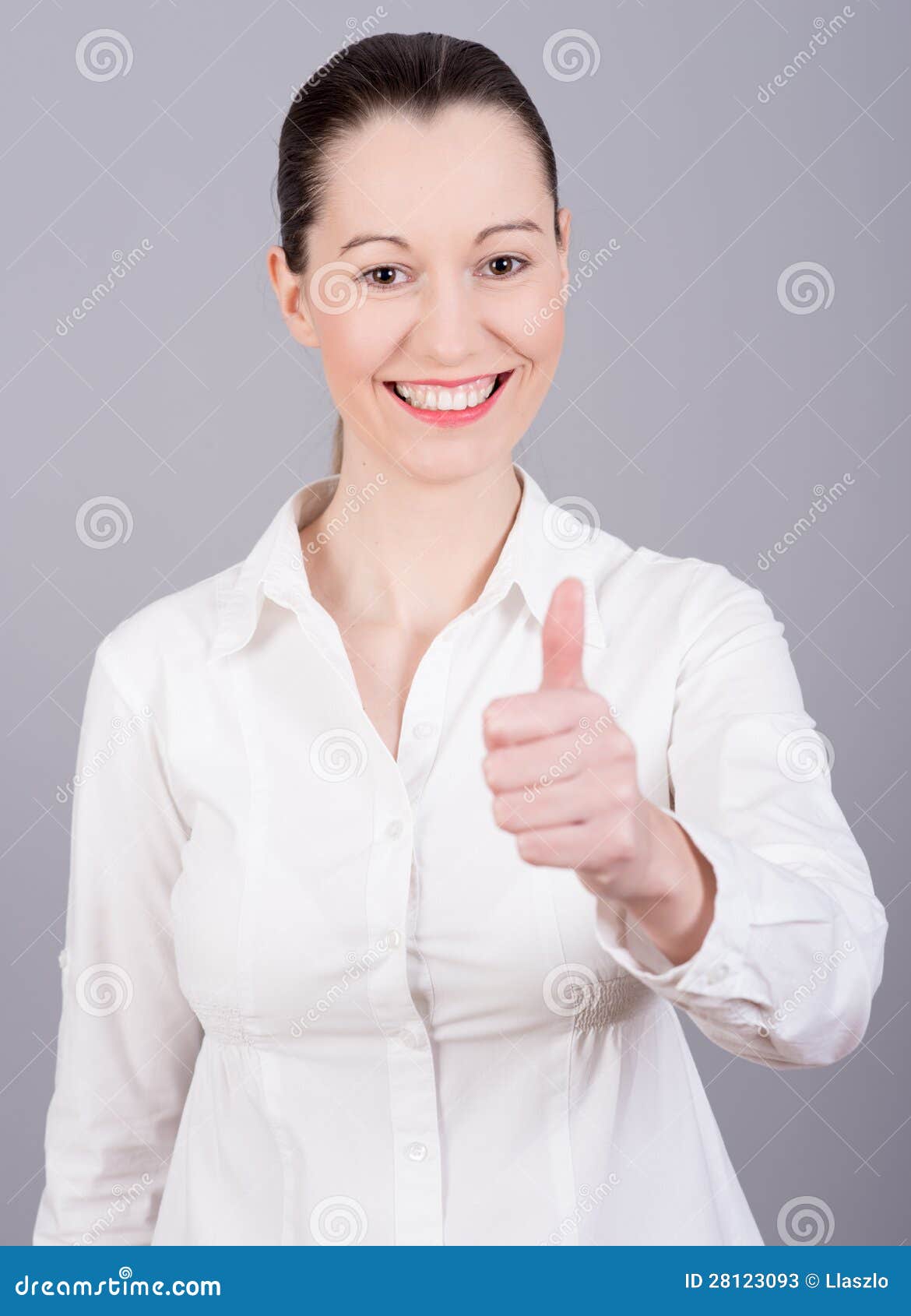 Happy woman with thumbs up stock image. Image of board - 28123093