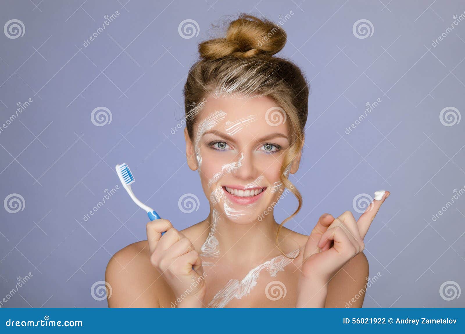 Happy Woman with Toothbrush and Toothpaste Stock Photo - Image of ...