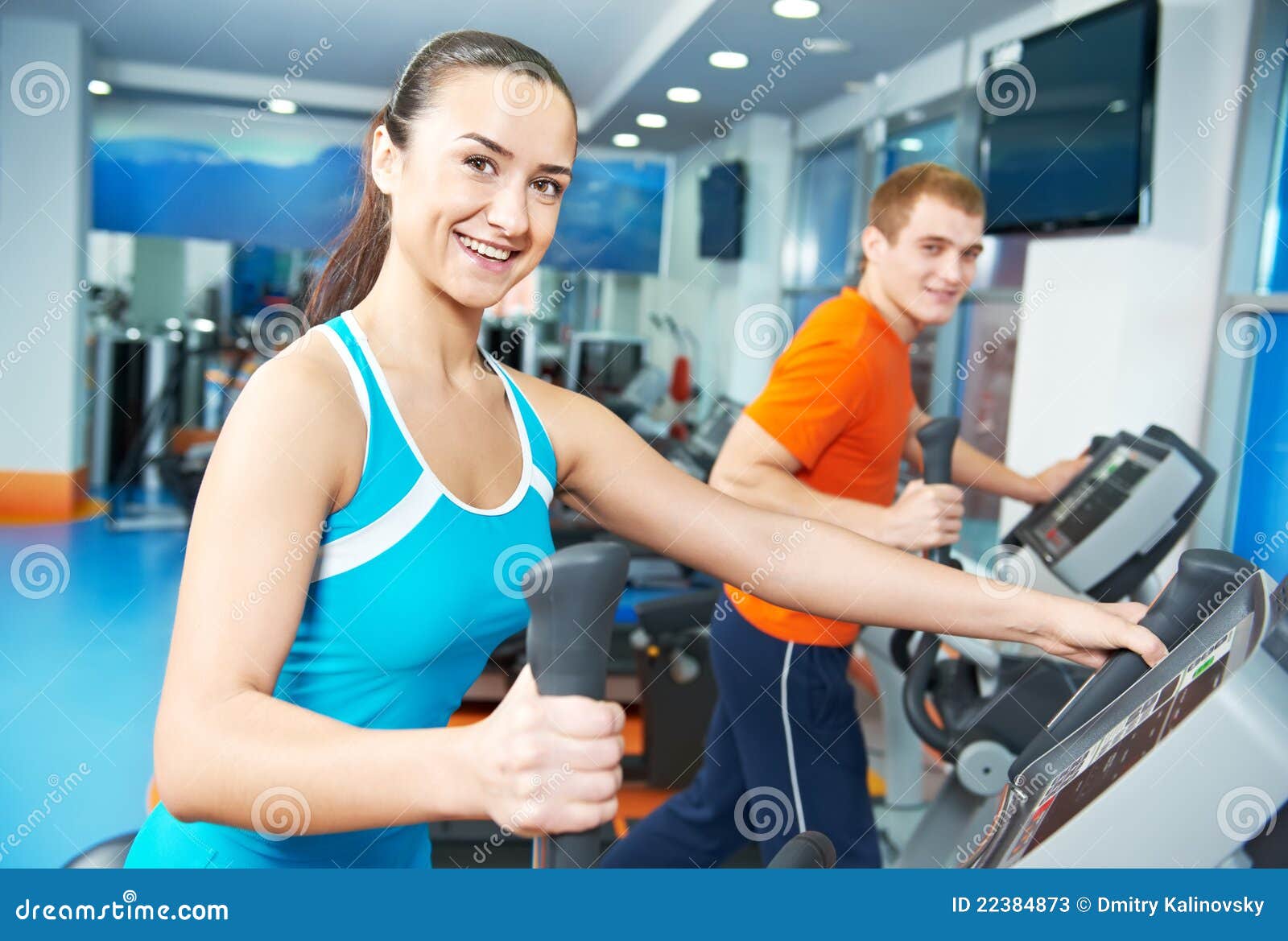 Happy Woman with at Training Gym Stock Image - Image of personal ...