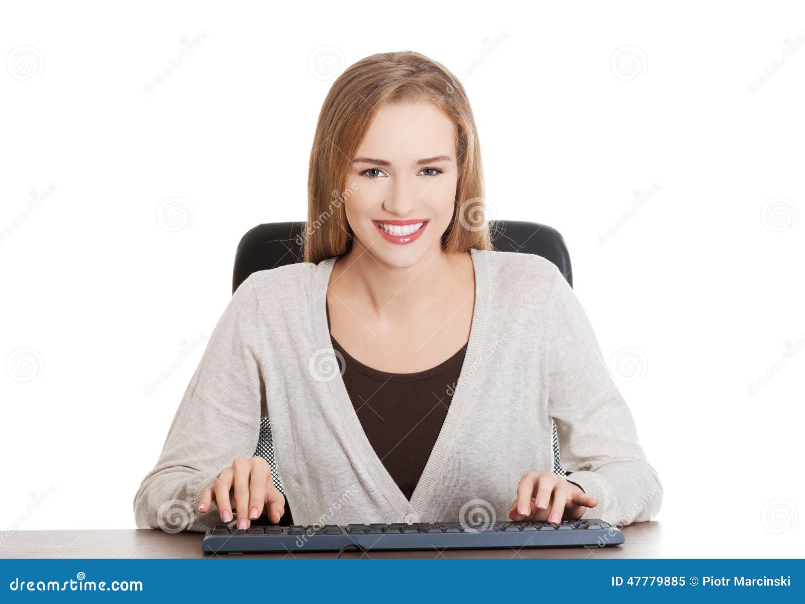 Happy Woman Typing on a Pc Keyboard Stock Image - Image of business ...