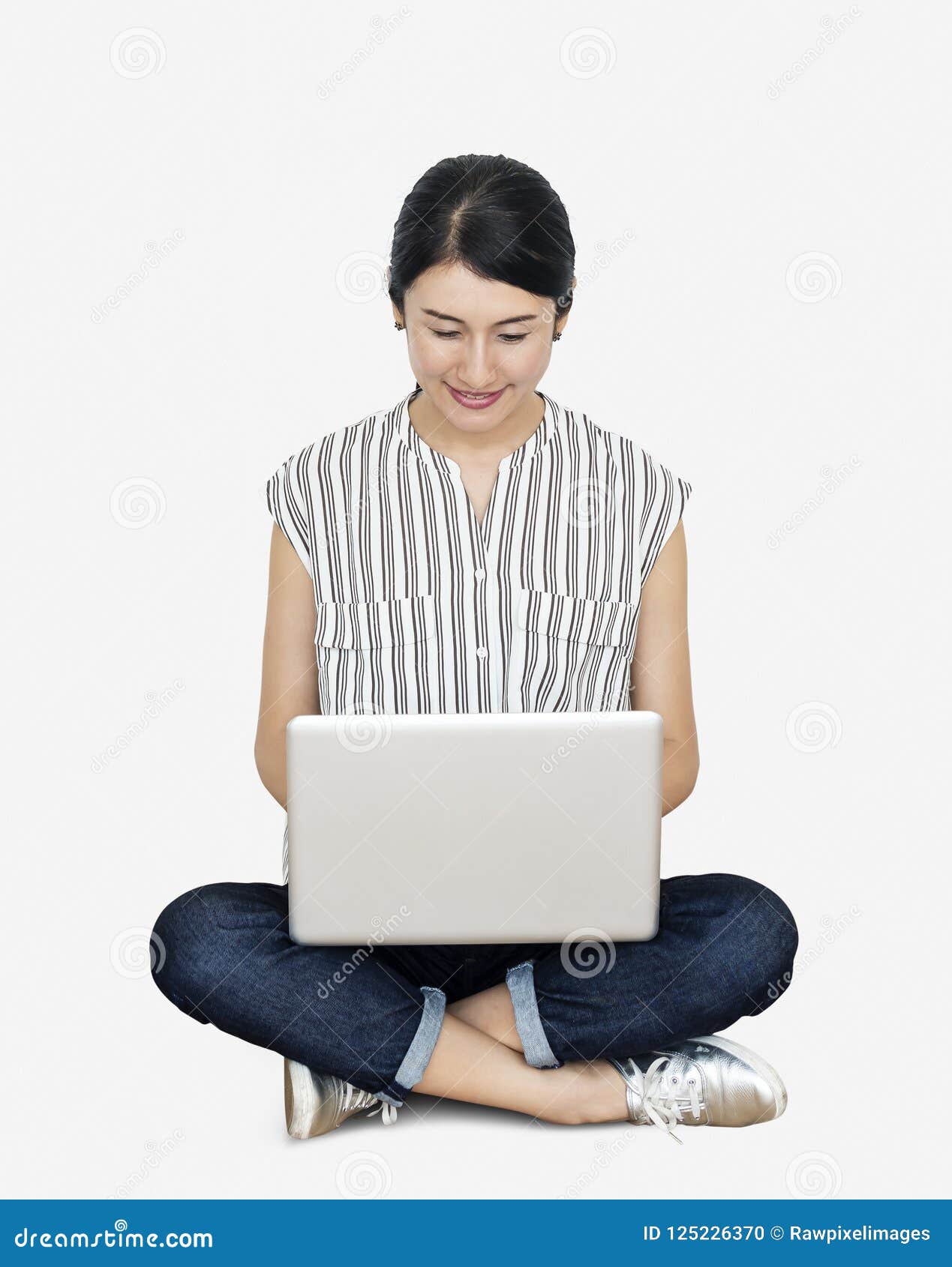 Happy Woman Using Her Laptop Stock Photo - Image of happy, holding ...