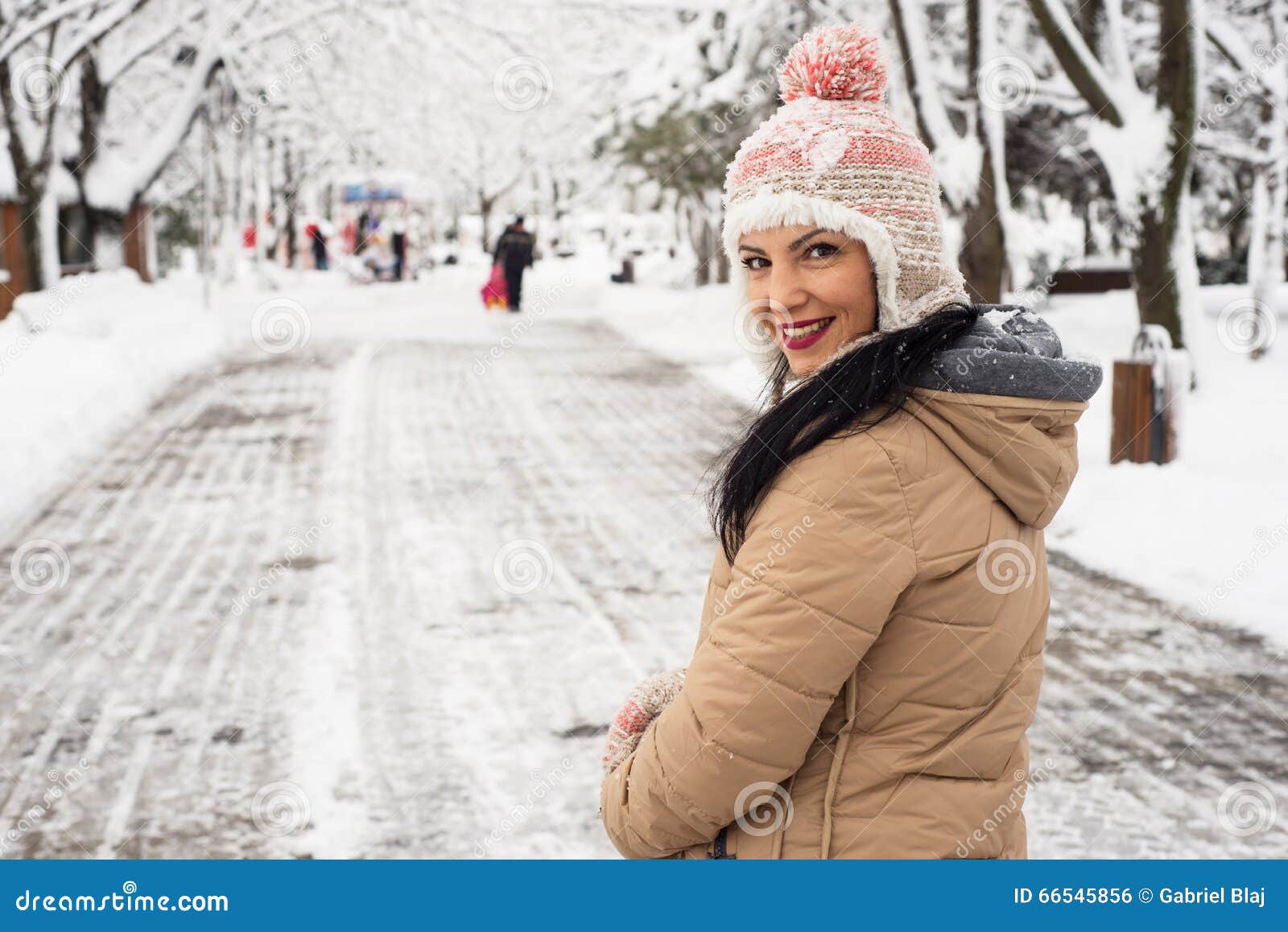 Happy woman walk in park stock photo. Image of smile - 66545856
