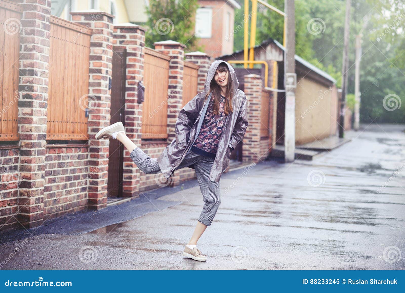 Woman Walking Rain Stock Photos - Royalty Free Pictures