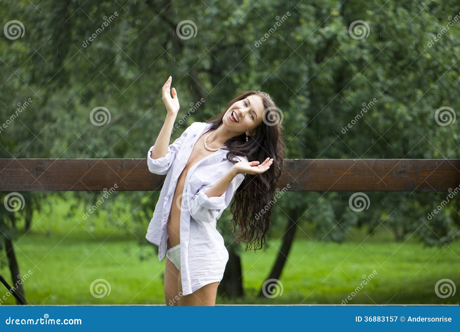 Happy Woman Walking in the Rain Stock Image - Image of fresh, closeup ...