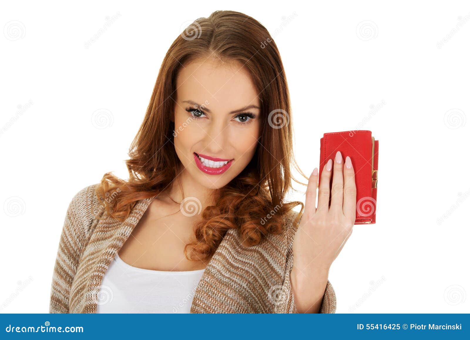 Happy woman with wallet. stock image. Image of budget - 55416425