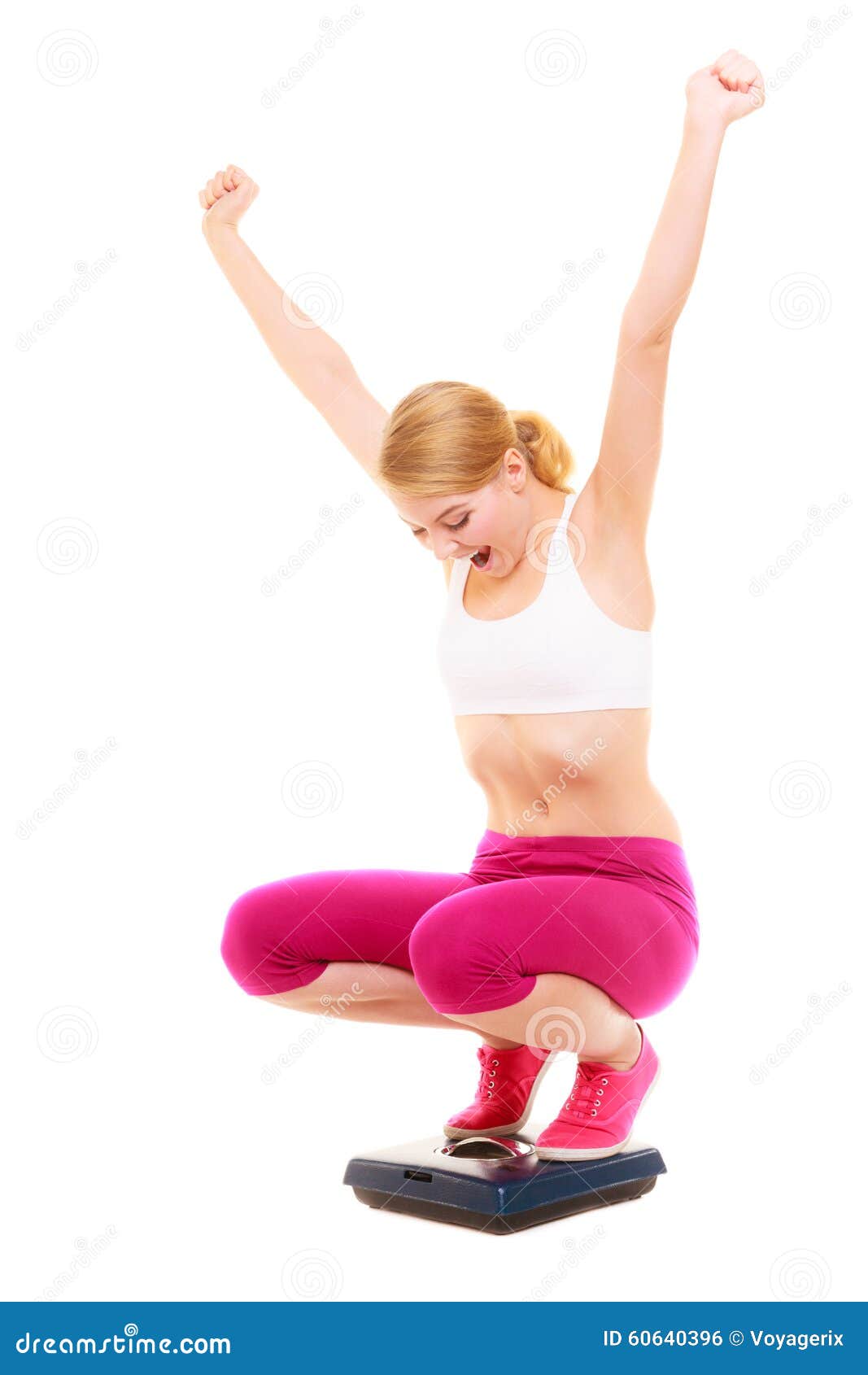 Happy Woman Weighing Scale. Slimming Weight Loss. Stock Photo - Image ... Happy Woman Weighing Scale. Slimming Weight Loss. Stock Photo - Image ...