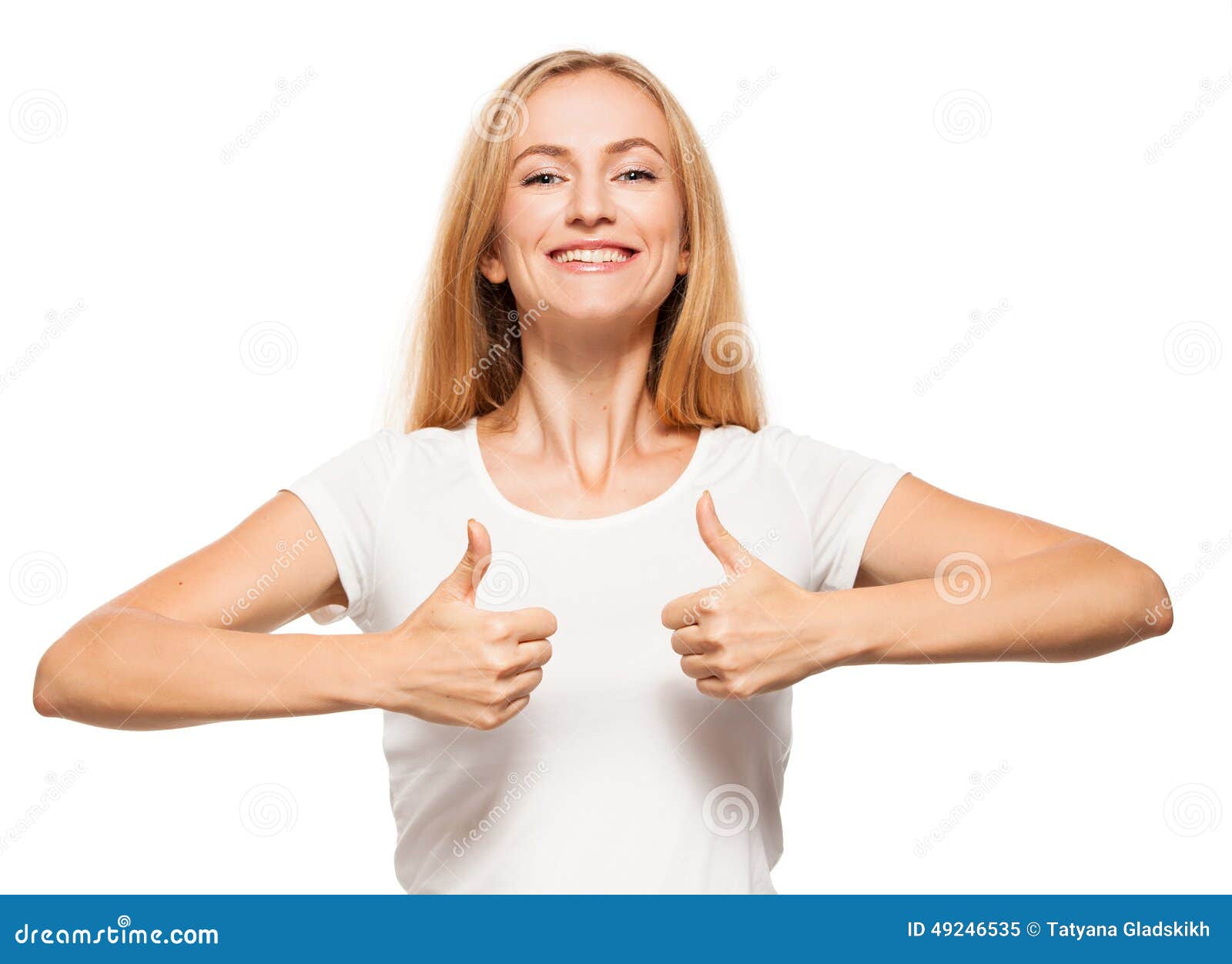 Happy woman on white stock image. Image of isolated, caucasian - 49246535